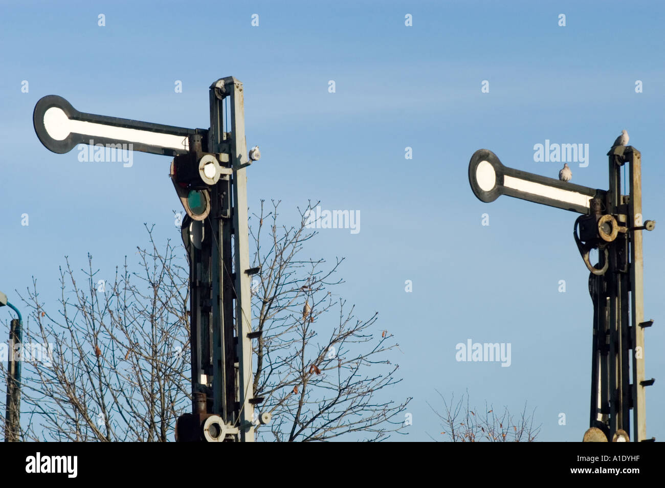 Polish Railways semaphore signals Poland Stock Photo - Alamy