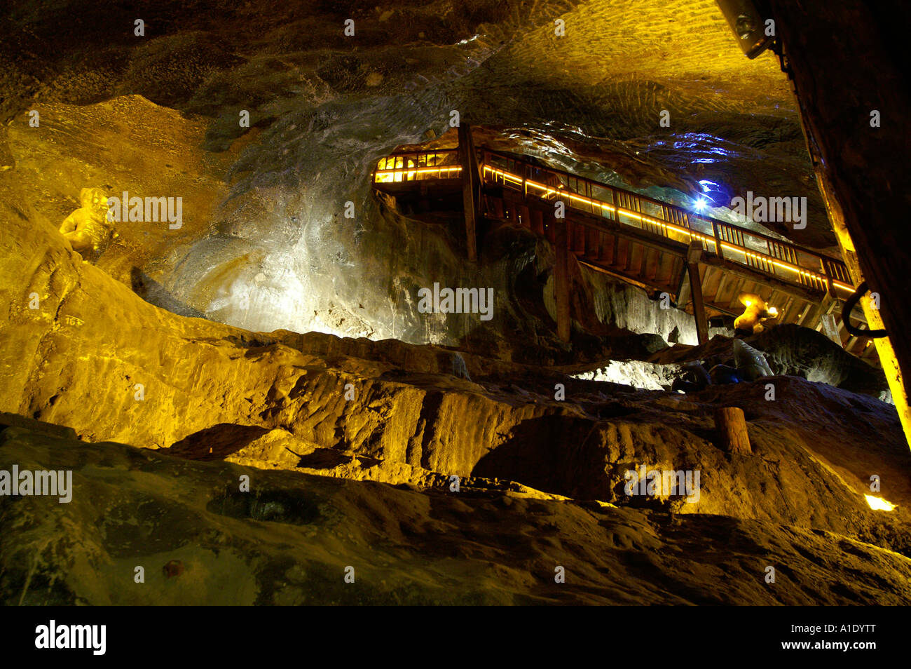 Kopalnia solna Wieliczka salt mine, staircase in salt cave, Poland 2006 ...
