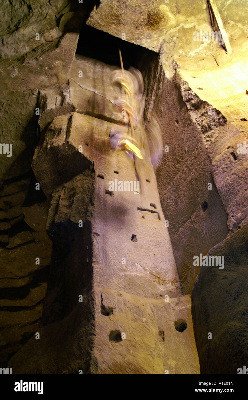Kopalnia solna Wieliczka salt mine, medieval rope elevator shaft in ...