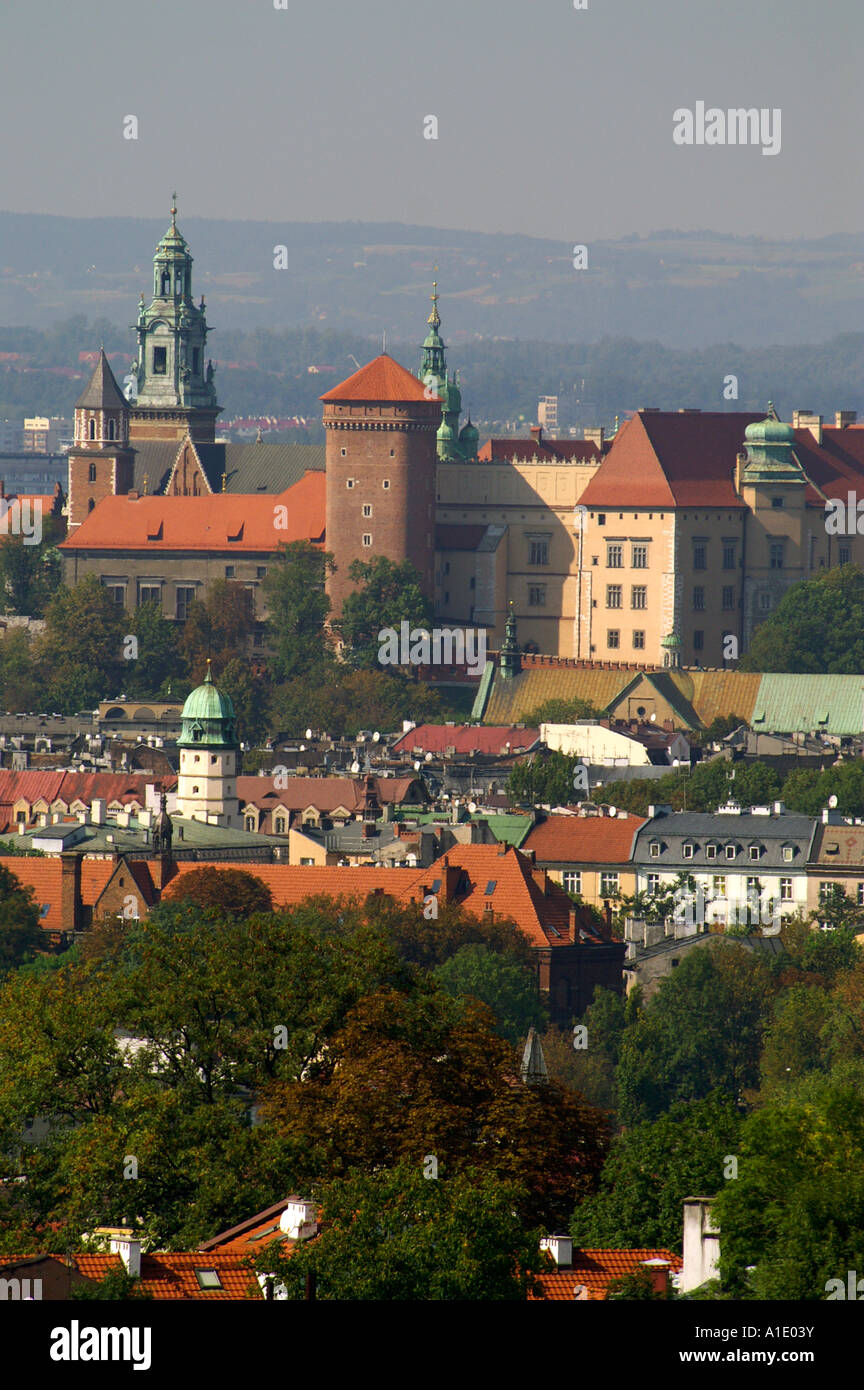 Central Krakow architecture historical skyline of Wawel castle ...