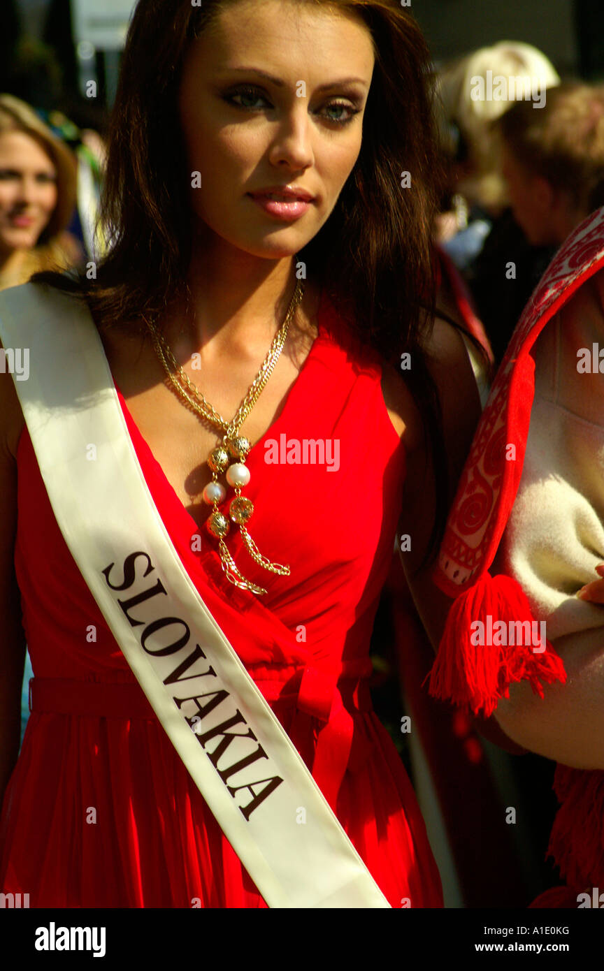 Female woman beautiful face portrait front, national Miss Slovakia of ...