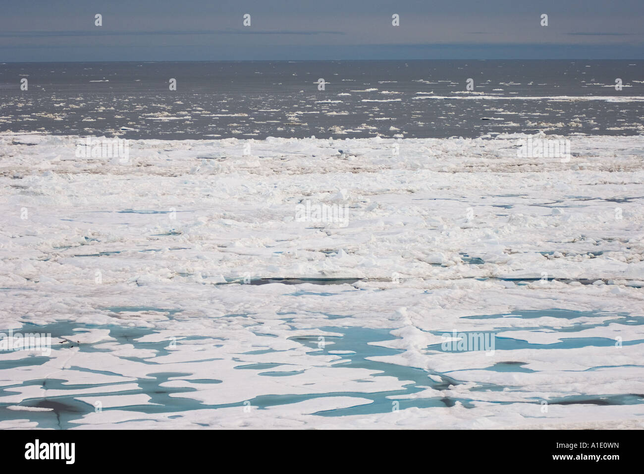 aerial of multi layer ice during spring breakup Chukchi Sea Arctic ...
