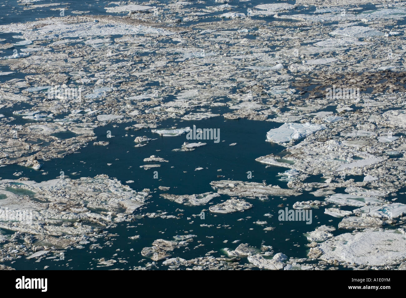 aerial of multi layer ice during spring breakup Chukchi Sea Arctic ...