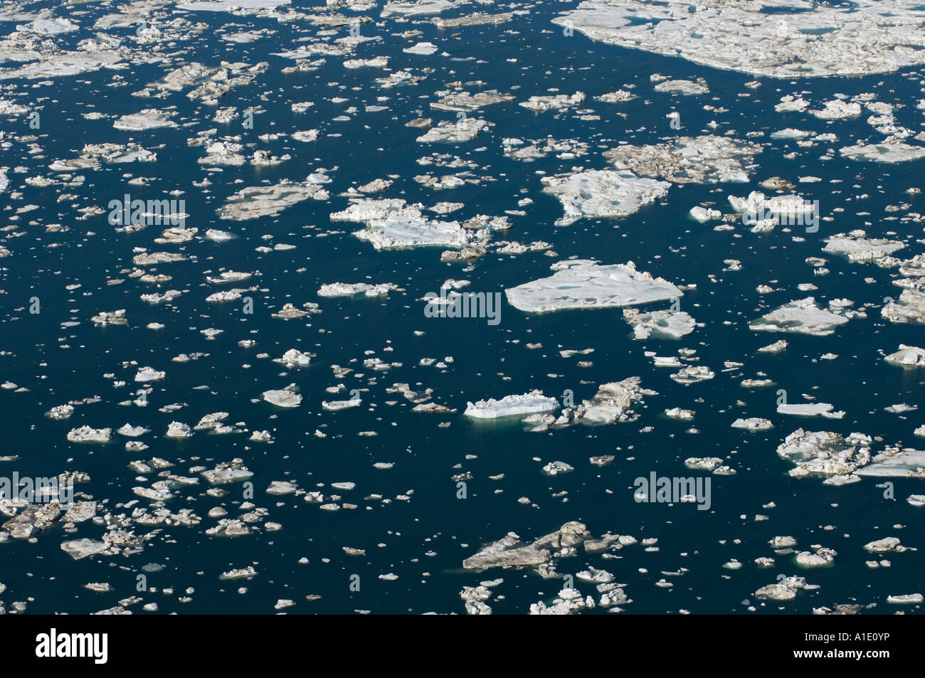 aerial of multi layer ice during spring breakup Chukchi Sea Arctic ...