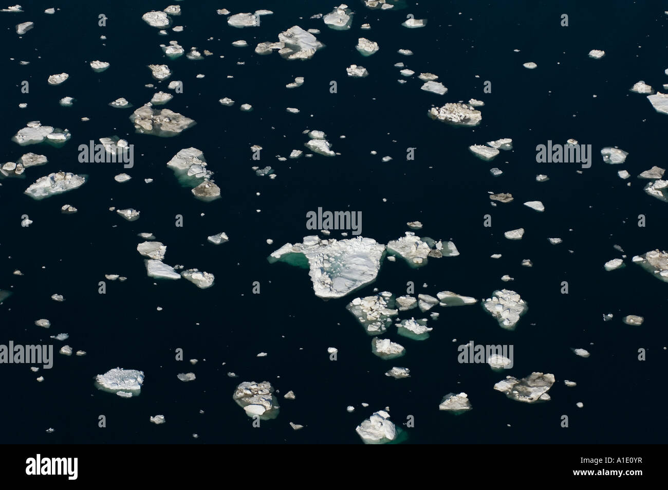 aerial of ice during spring breakup off the National Petroleum Reserves ...