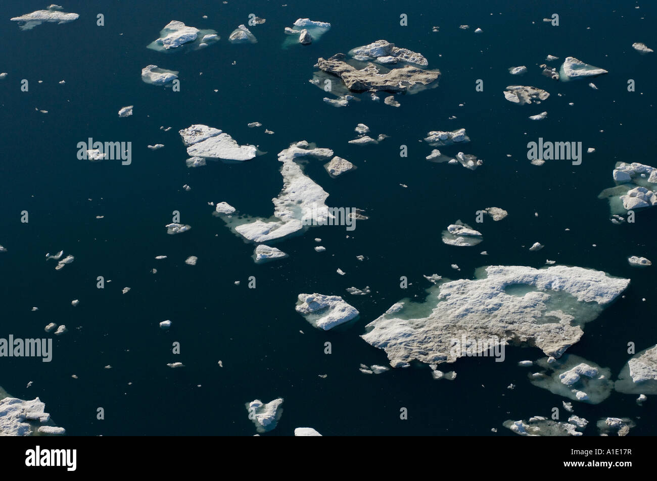 aerial of multi layer ice melting during spring breakup Chukchi Sea ...