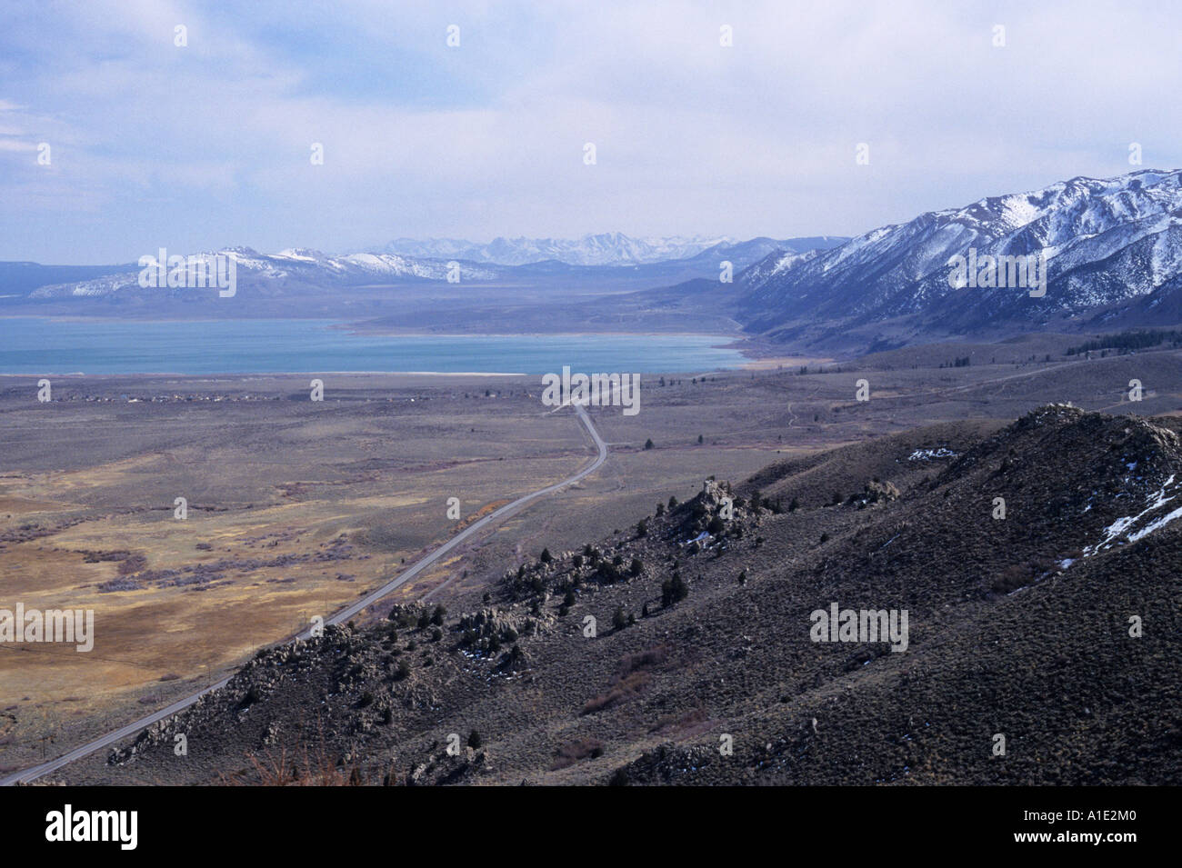 Highway 395 and Mono Lake in the Eastern Sierra Nevada California ...