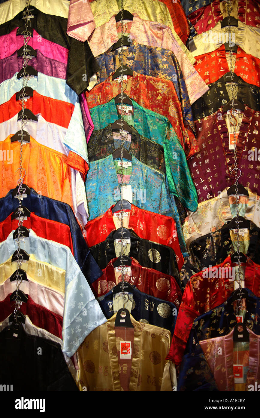 Silk chinese dressing gowns at Temple Street night market Stock Photo ...