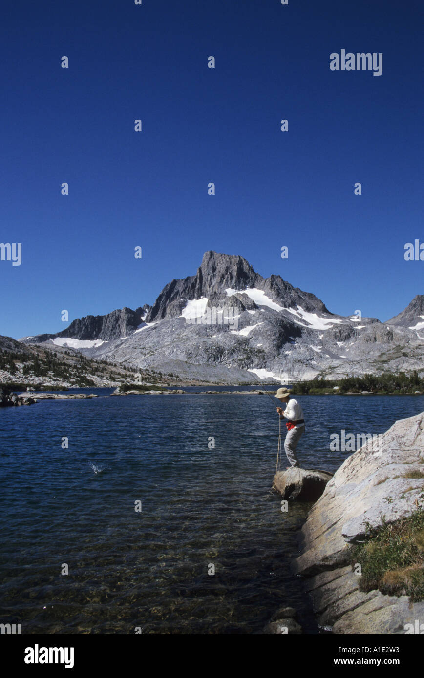 Flyfishing Garnet Lake below Banner Peak, Ansel Adams Wilderness Area ...
