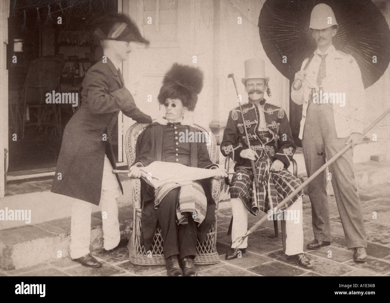 Four European men in fancy dress Stock Photo - Alamy