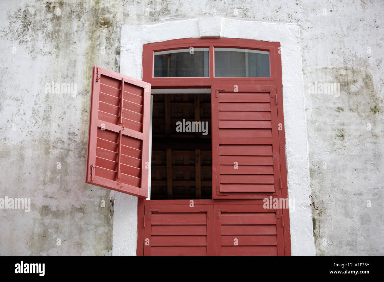 Potuguese style window shutter Macao China Stock Photo - Alamy