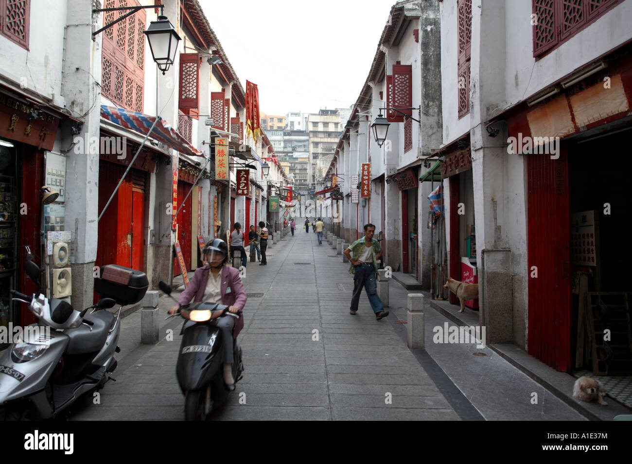 Architecture on Rua da Felicidade Macau China Stock Photo - Alamy