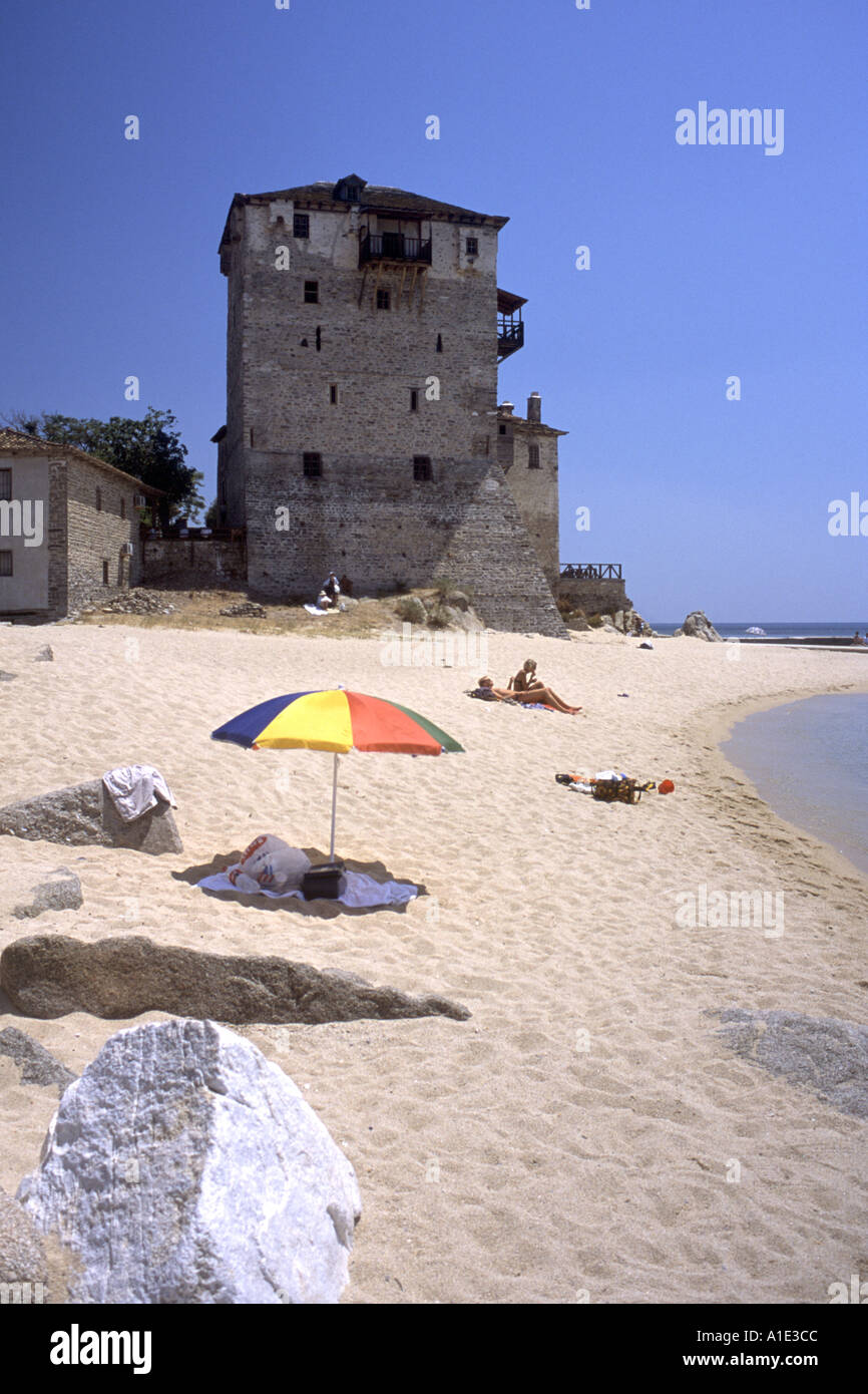 Greek Beach Scene Ouranopolis Athos Greece Halkidiki Stock Photo - Alamy