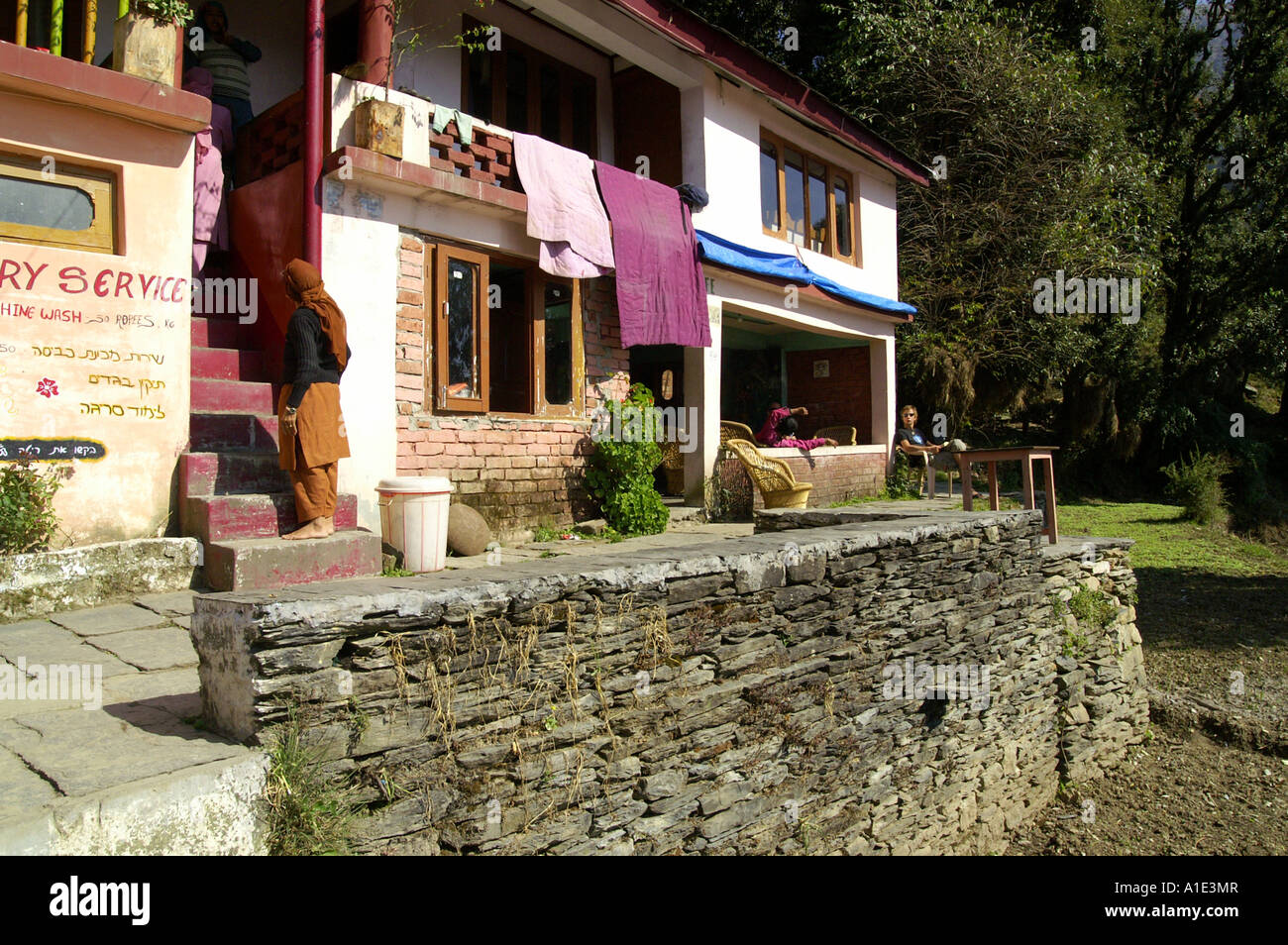 Typical terrace of Indian village house guesthouse View Cafe restaurant ...