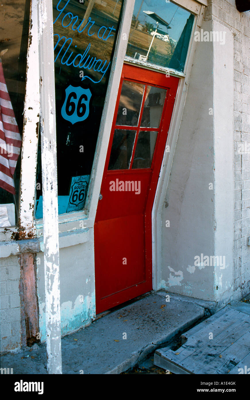 Bent Door at Midway Station, Adrian, Texas Stock Photo - Alamy