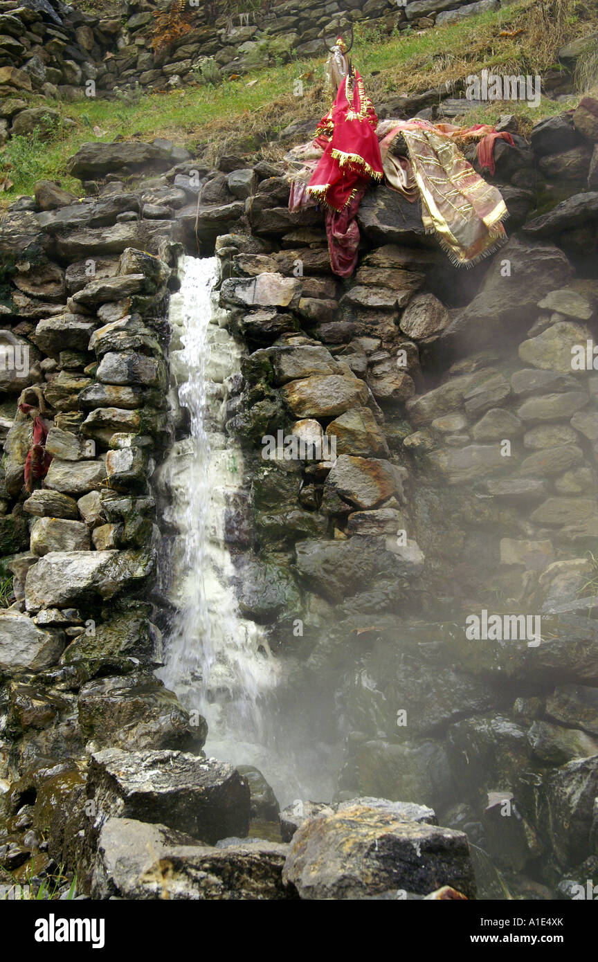 Hot spring in Khirganga in Parvati Valley in Himalaya mountains ...