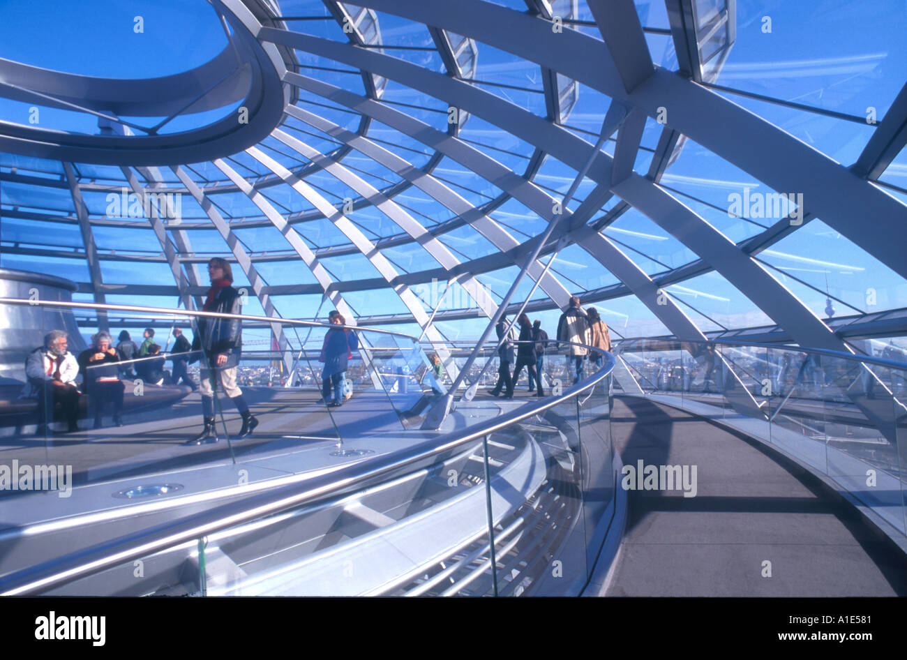 the glas dome of the Reichstags building constructed by the architect ...
