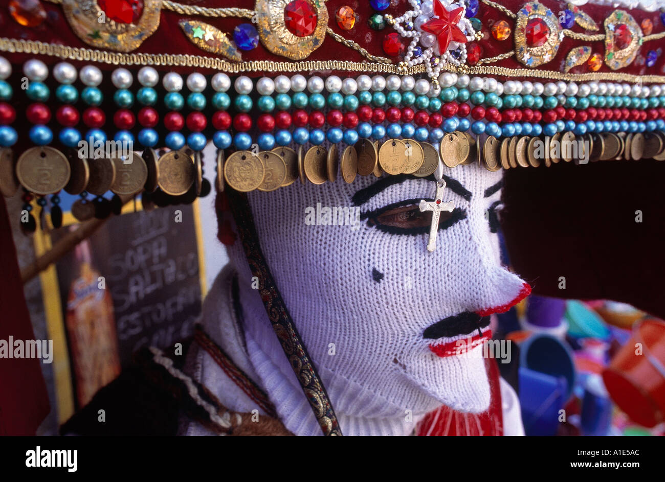 PERU Cuzco region Masked dancer depicting spaniard at Paucartambo ...