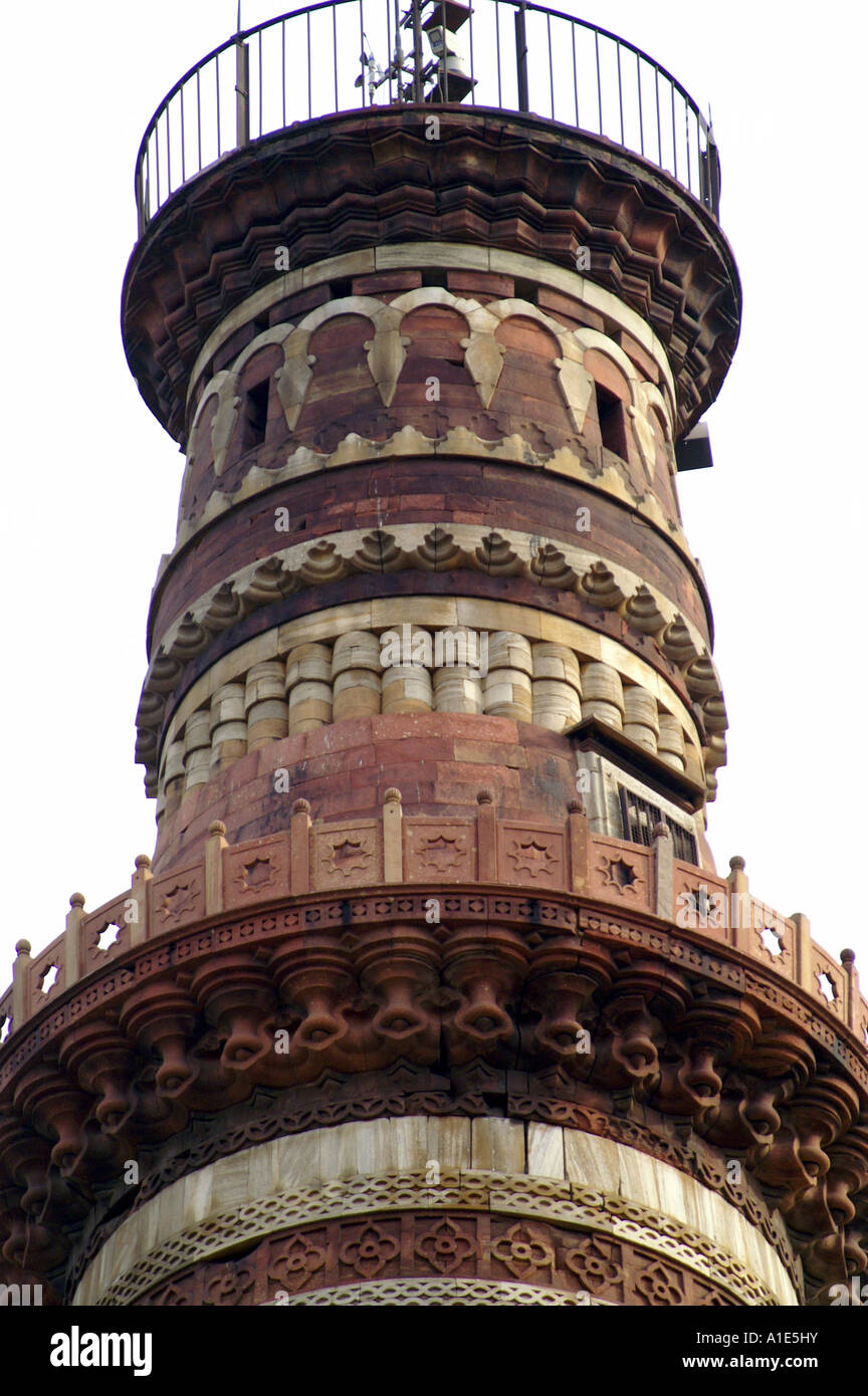 Top of tallest minar tower at Qutb Minar ancient archaeological complex ...