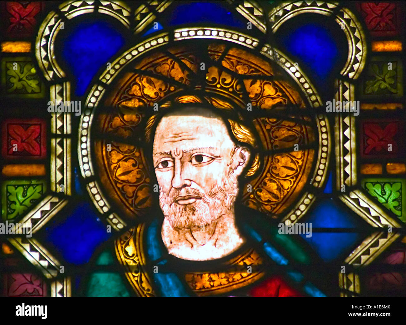 Stained glass windows Santa Croce church Toscany Italy Stock Photo - Alamy