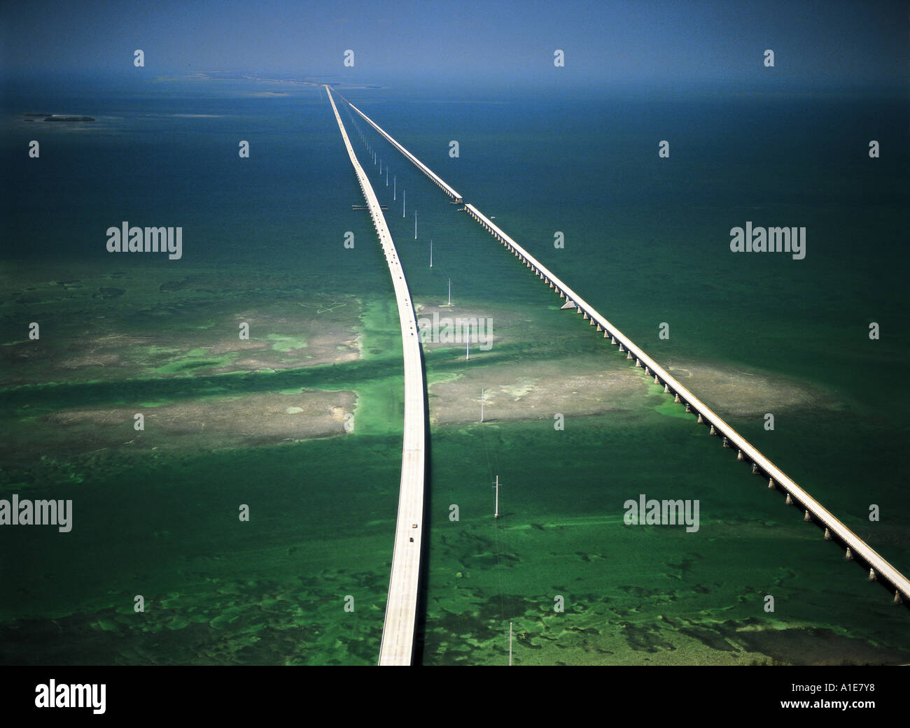 Aerial view of Seven Mile Bridge at Key West in Florida USA Stock Photo ...