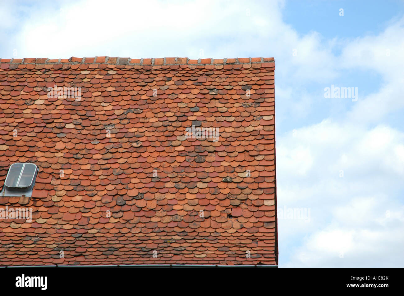 house roof with red roof tiles, Germany, Hesse Stock Photo - Alamy