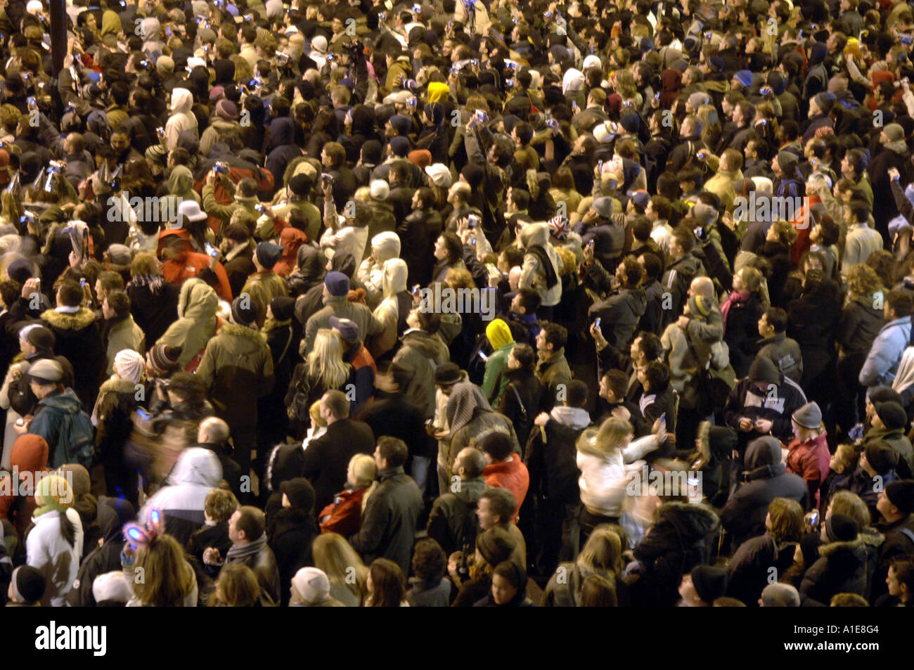 london crowd people masses mass crowded packed new years eve night ...