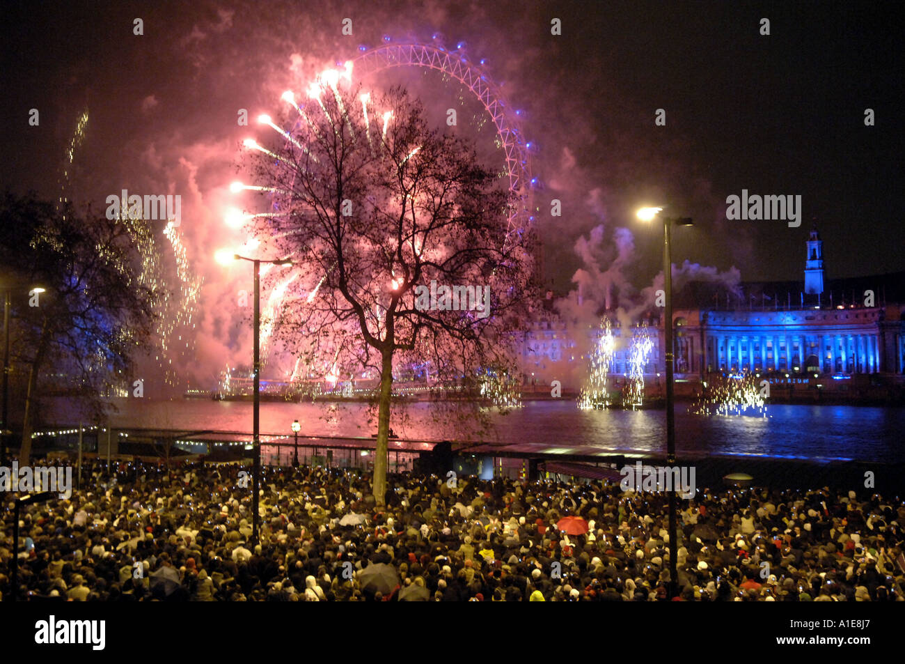 london new years eve firework display river thames westminster london ...