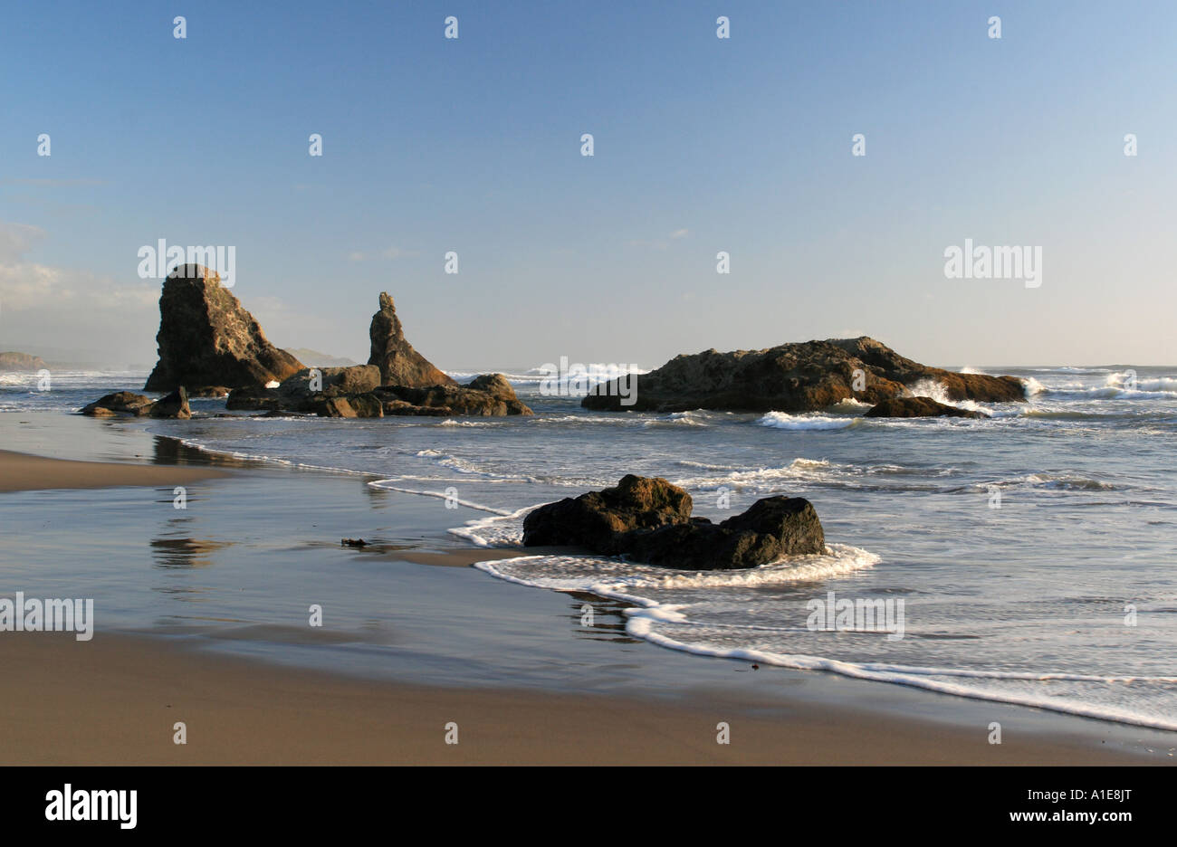 Bandon Beach at west coast of Oregon, USA, Oregon, Bandon State Park ...