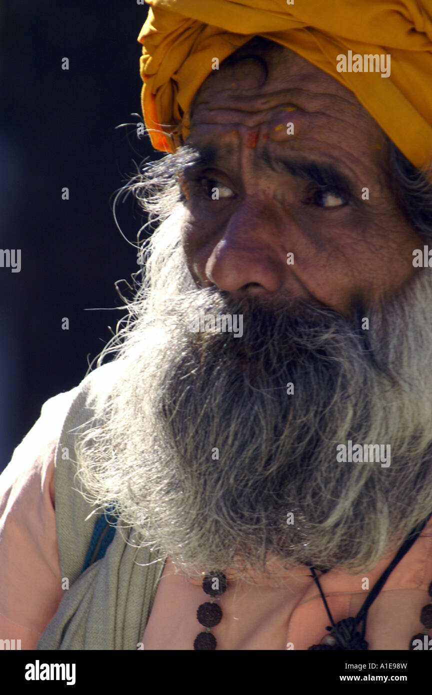 Indian holy sadhu hindu yogi man face portrait outdoors, Vashist ...
