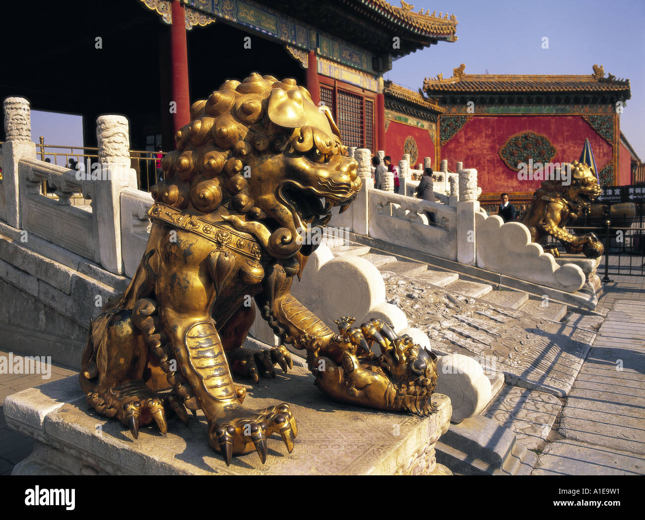 Guardian lion in Forbidden City at Bejing China Stock Photo - Alamy