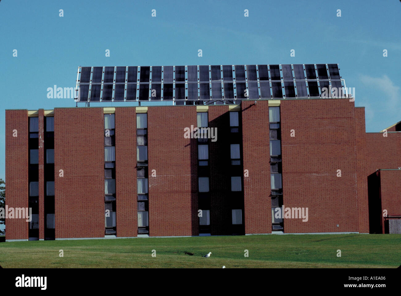 Solar panels on university building Stock Photo - Alamy