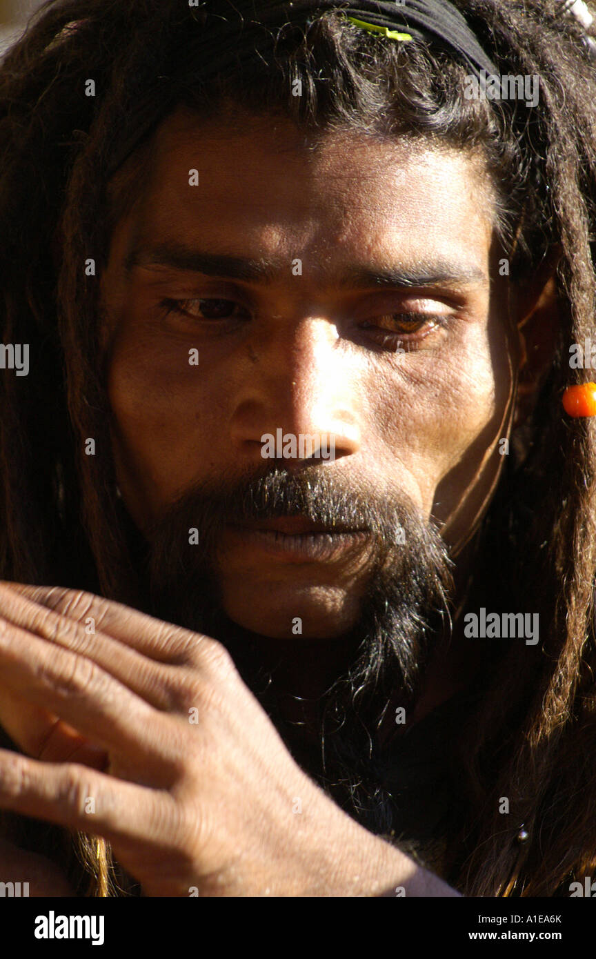 Face portrait smiling sadhu indian man praying contemplating having ...
