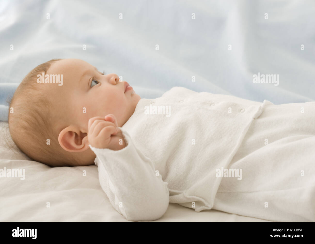Baby lying on back Stock Photo - Alamy