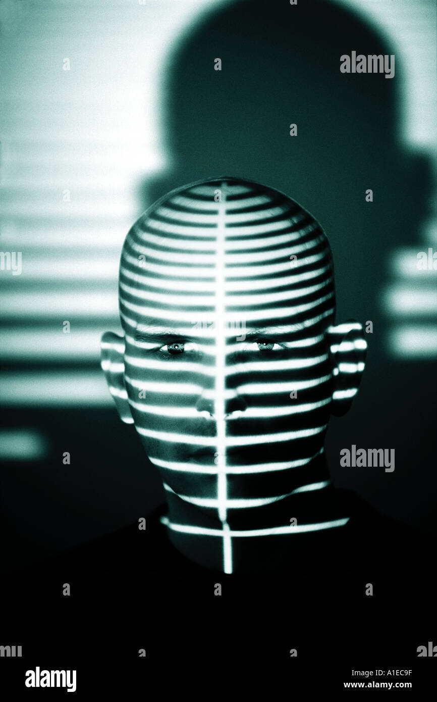 lines of light on man s face Stock Photo - Alamy
