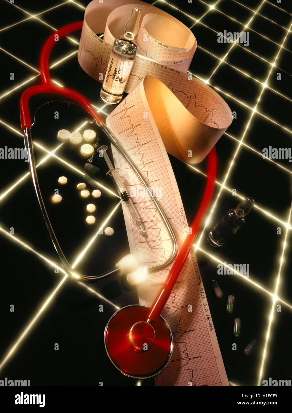 ECG and stethoscope Stock Photo - Alamy