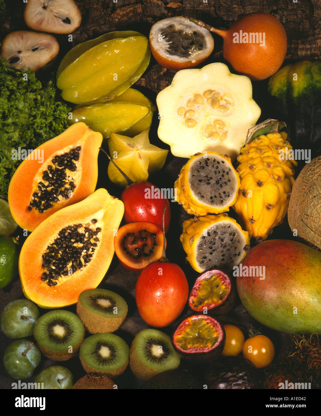 display of tropical fruits Stock Photo - Alamy