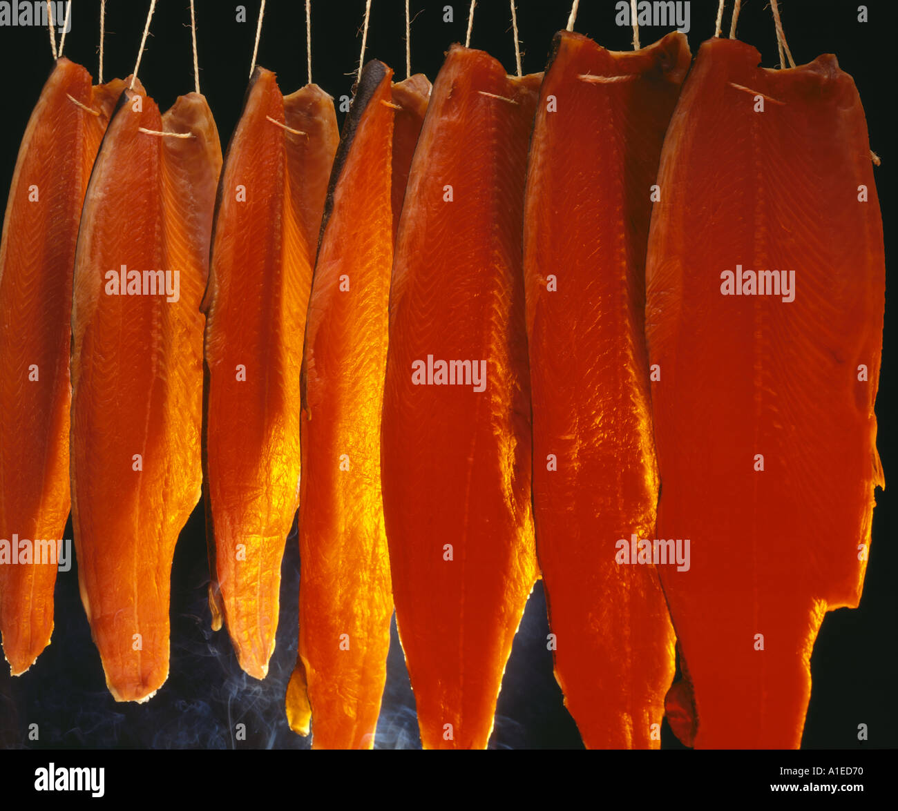 salmon fillets being smoked Stock Photo - Alamy