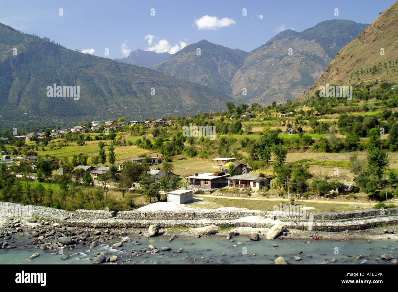 Parvati river of Parvati Valley flowing into Kullu Valley, Himachal ...