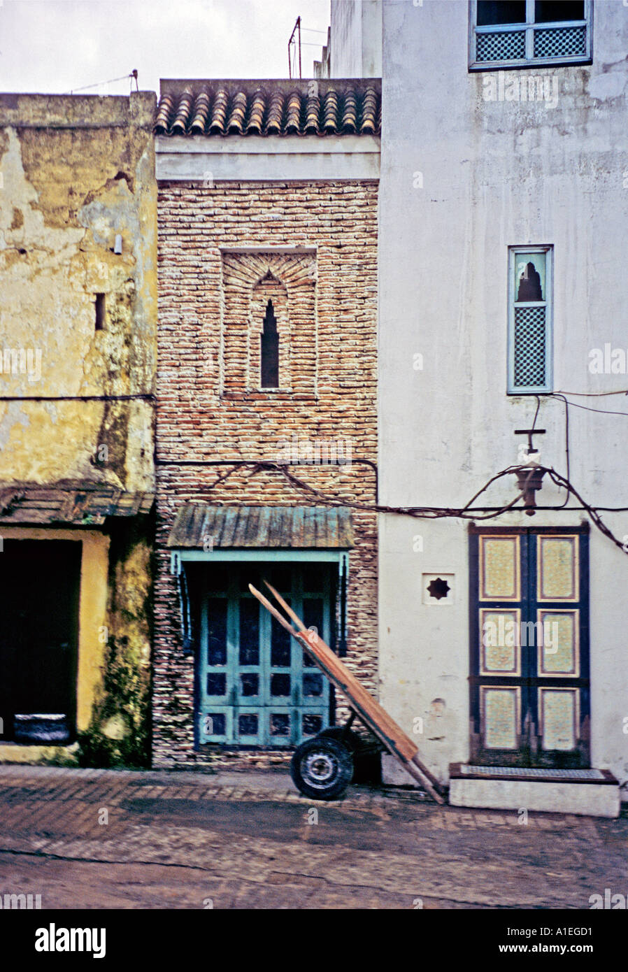 AFRICA MOROCCO TANGIER Typical narrow houses and doorways in the Casbah ...