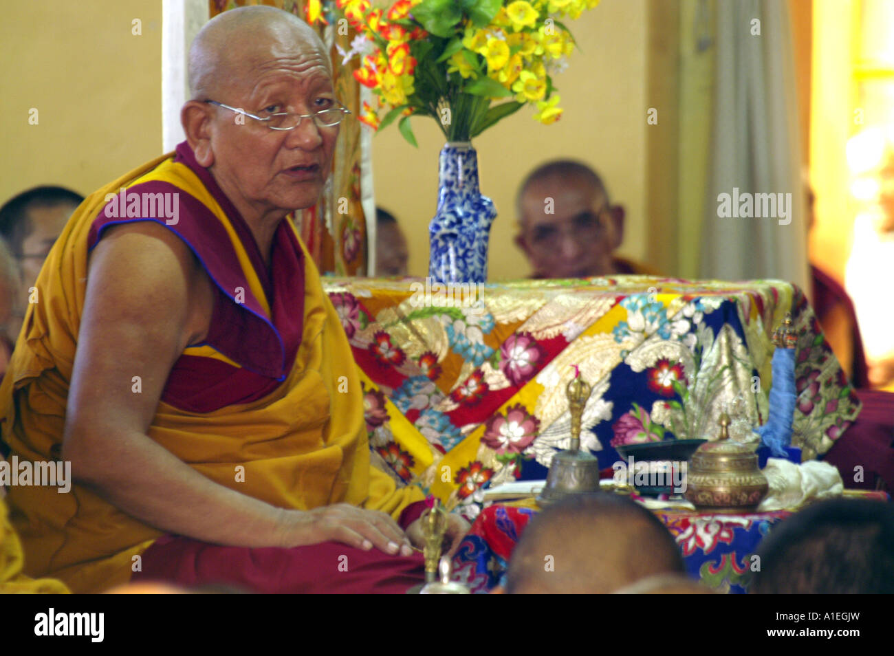 High rank priest gathering in Namgyal monastery, McLeod Ganj, during ...