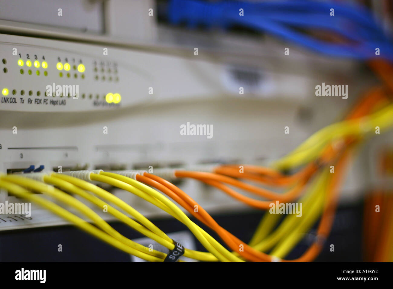 Fiber Optic Network Switch Stock Photo - Alamy