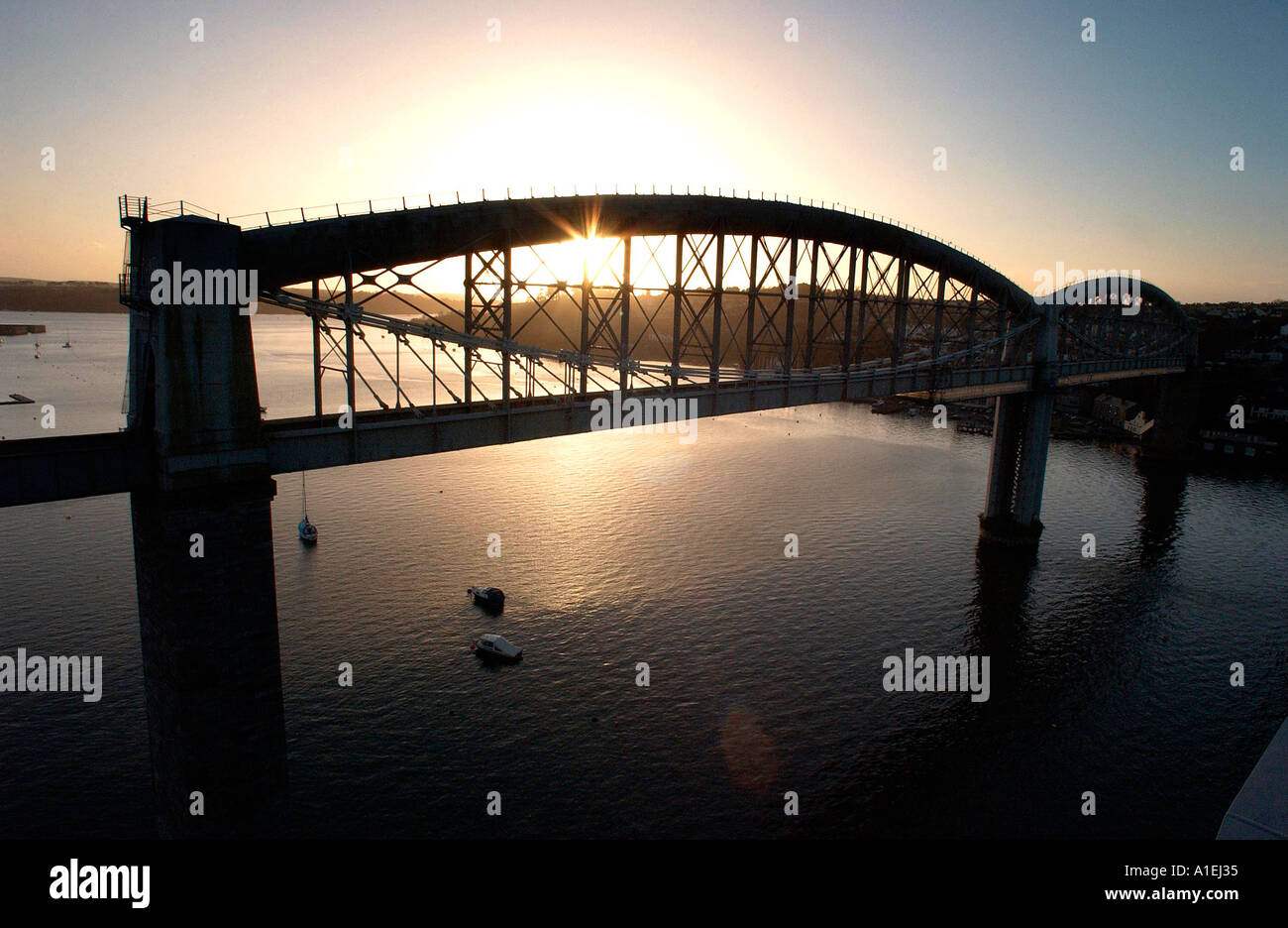 Royal Albert Bridge over the Tamar at Saltash Cornwall UK Stock Photo ...