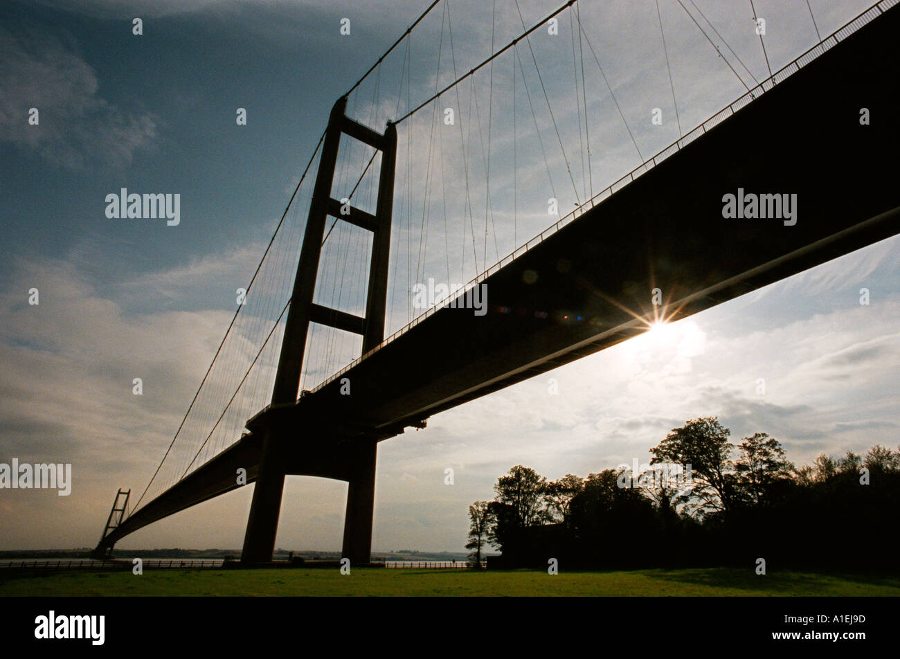 Humber Bridge near Hull northern England. The suspension bridge carries ...