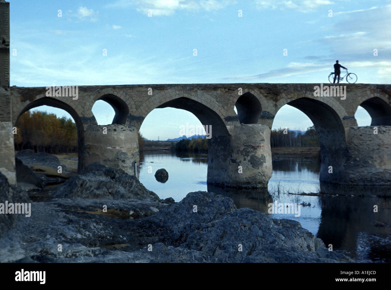 The 14th century Shahrestan Bridge in Isfahan Iran Stock Photo - Alamy