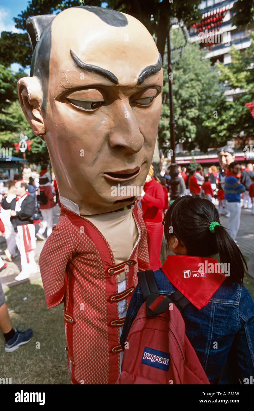 Cabezudos in the procession of the Gigantes y Cabezudos during the ...