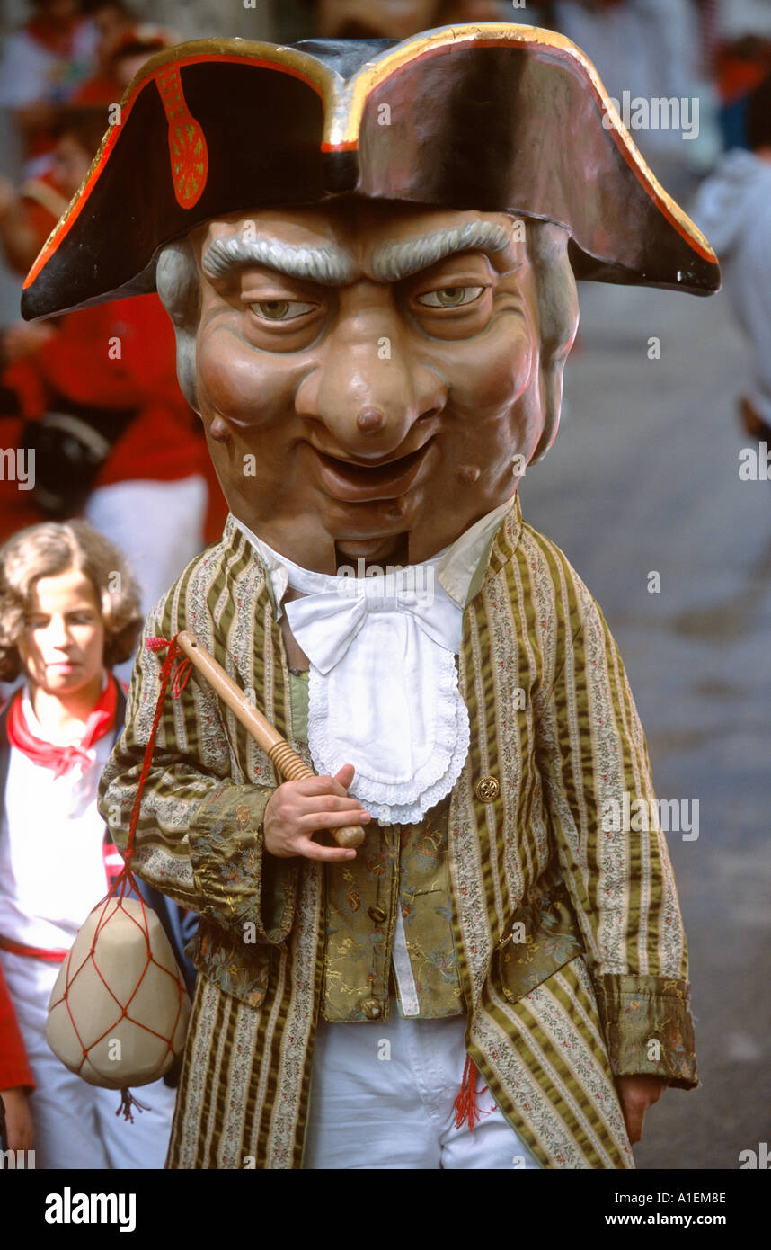 Cabezudos in the procession of the Gigantes y Cabezudos during the ...
