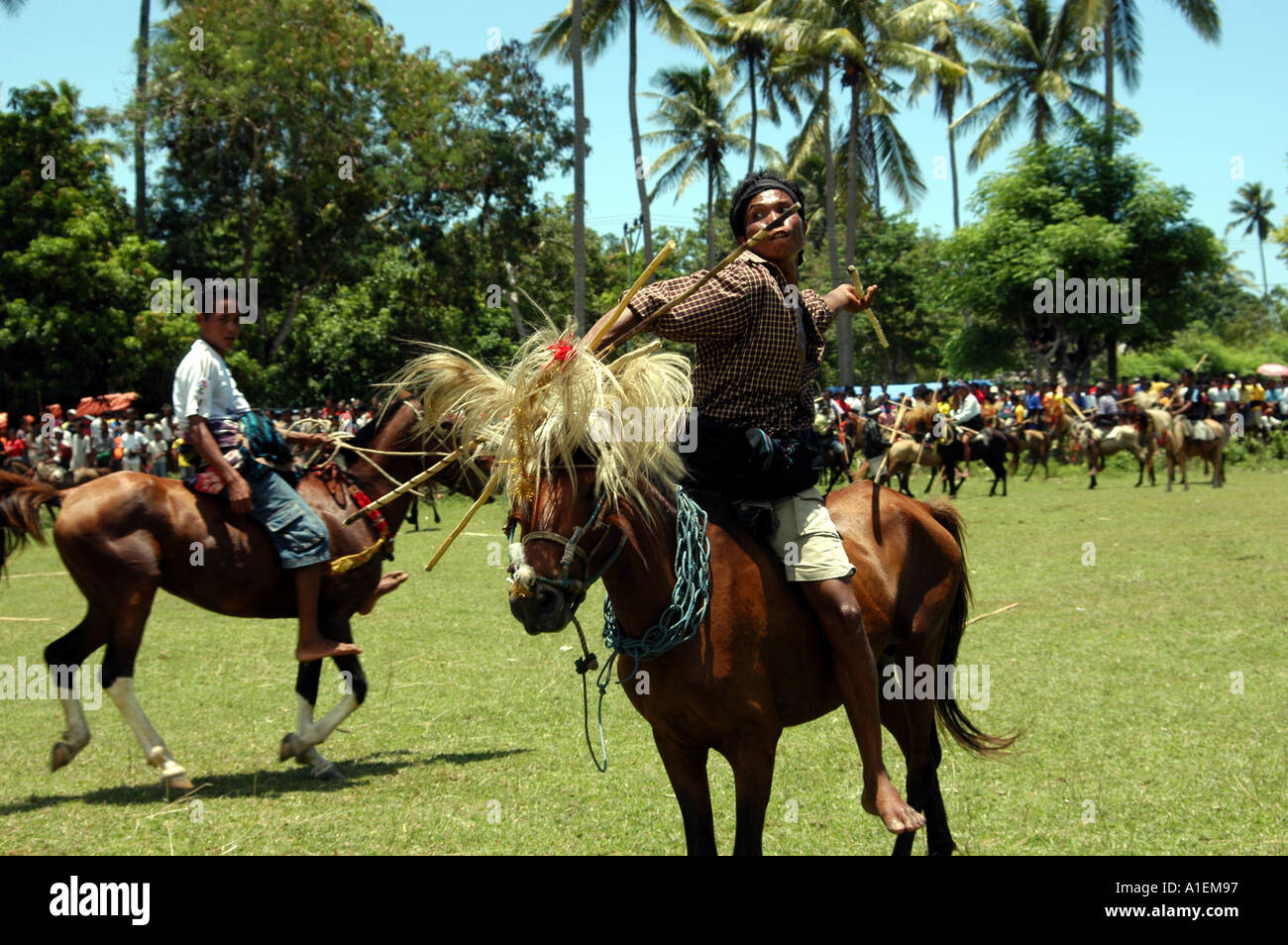 WEST SUMBA INDONESIA PASOLA RITUAL WAR Stock Photo - Alamy