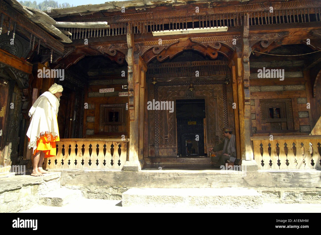 Hinduistic temple and sadhu, Hot Springs Temple in Vashist village ...