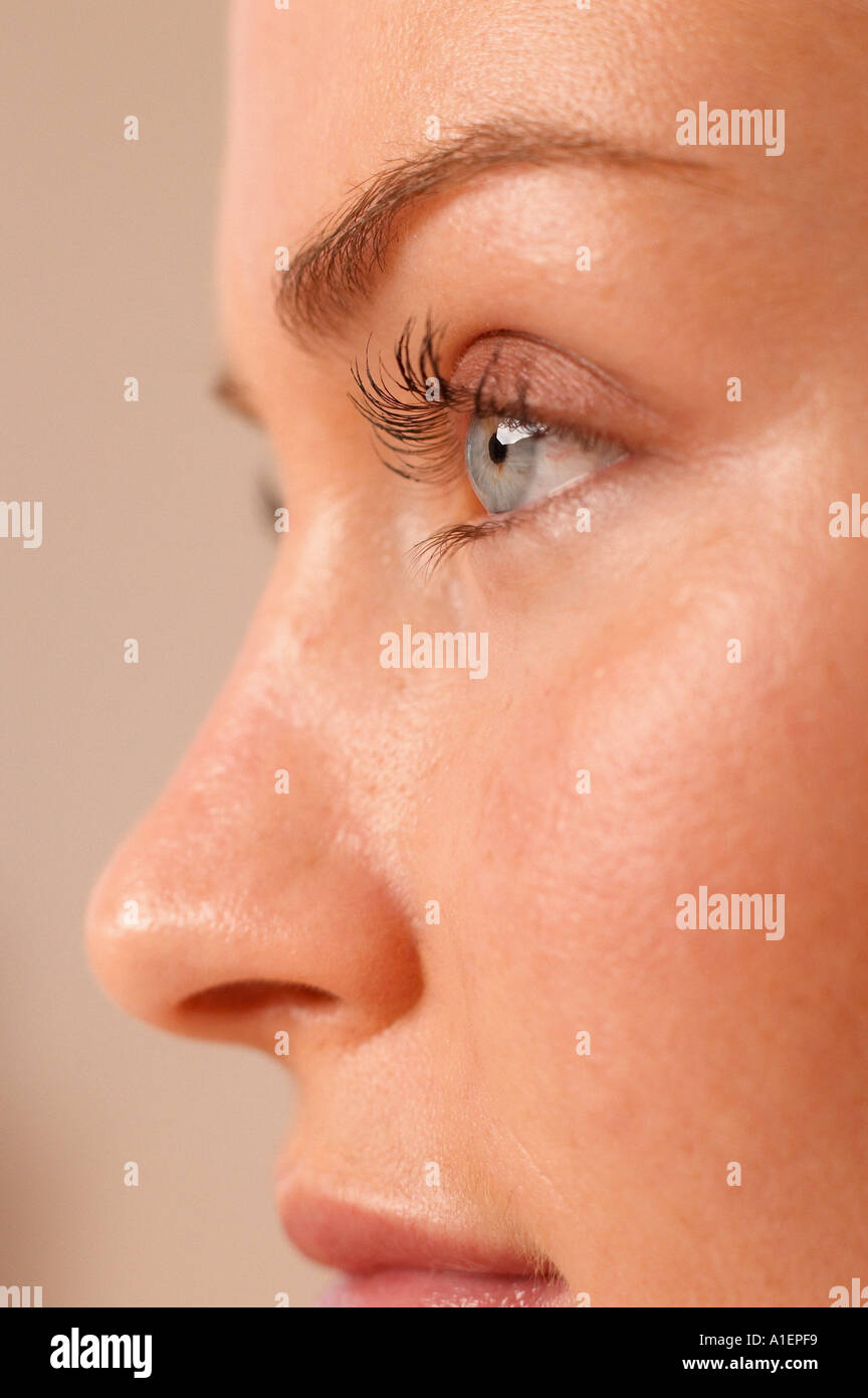 Partial profile of female face Stock Photo - Alamy